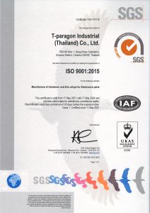 Certificate – T-Paragon Industrial (Thailand) Co., Ltd.